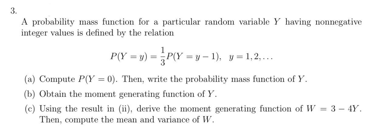 Solved A probability mass function for a particular random | Chegg.com