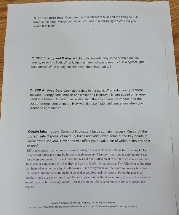 Solved DATE NAME CLASS ANALYZING DATA Compare the Efficiency | Chegg.com