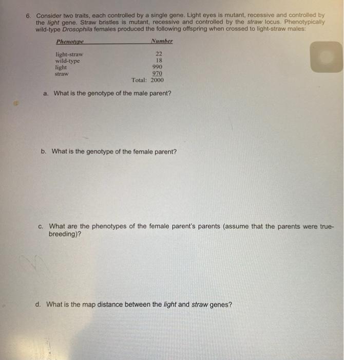 Solved 6. Consider two traits, each controlled by a single | Chegg.com