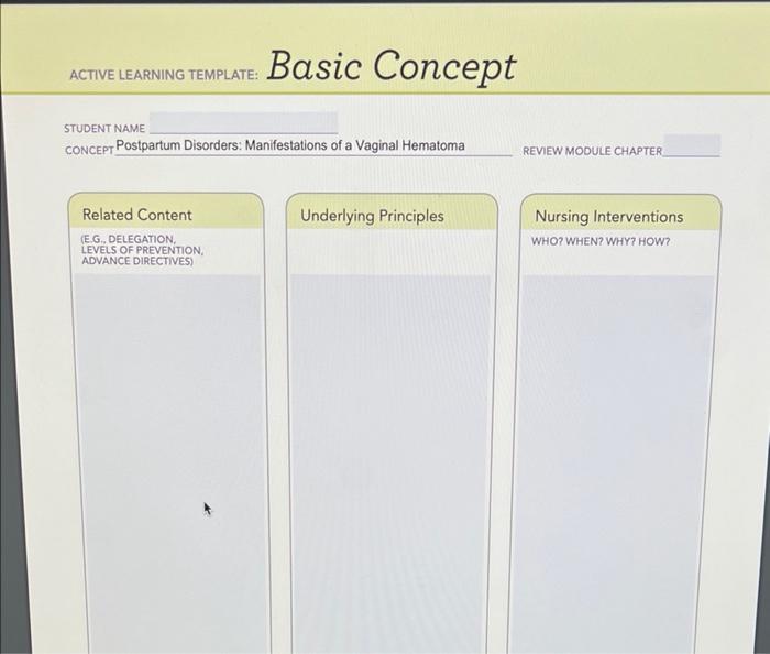 Solved Basic Concept ACTIVE LEARNING TEMPLATE: STUDENT NAME | Chegg.com