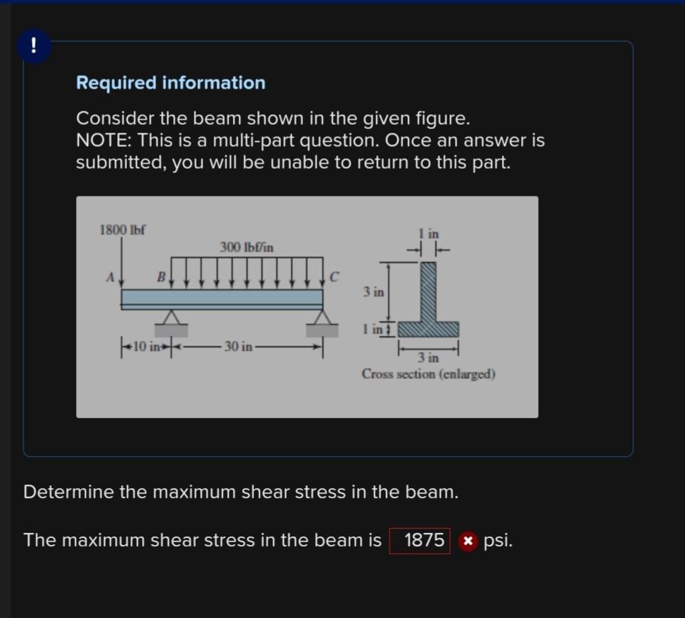 Solved Required information Consider the beam shown in the | Chegg.com