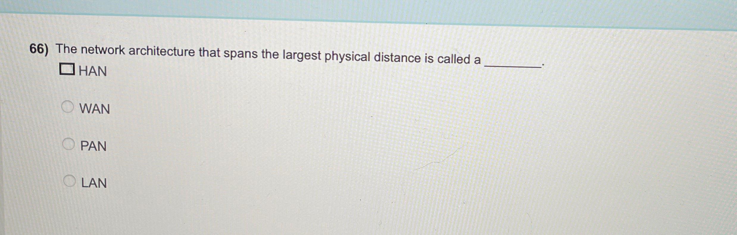 Solved The network architecture that spans the largest | Chegg.com