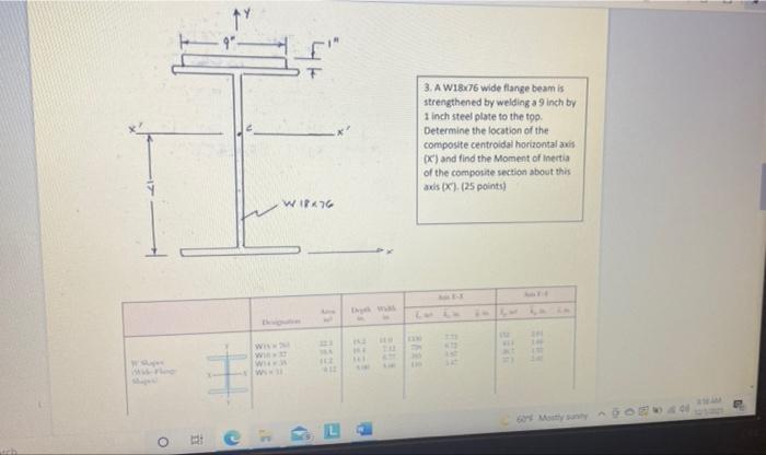 Solved 3. A W18x76 wide flange beam is strengthened by | Chegg.com