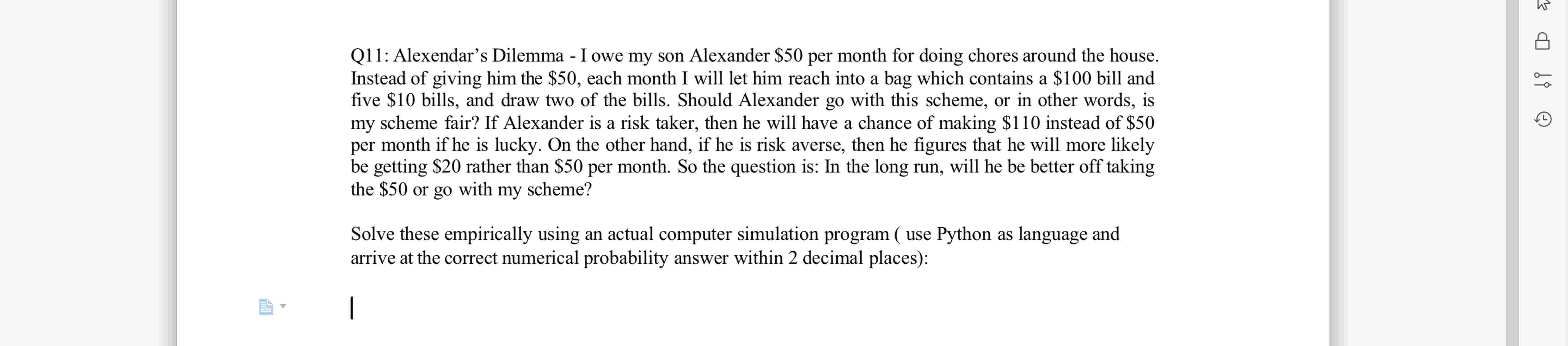 Q11: Alexendar's Dilemma - ﻿I owe my son Alexander | Chegg.com