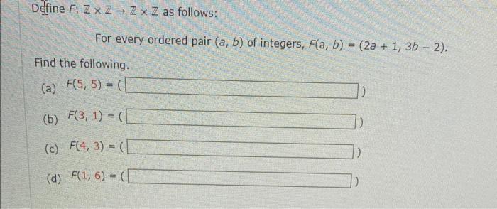 Solved Define F:Z×Z→Z×Z as follows: For every ordered pair | Chegg.com