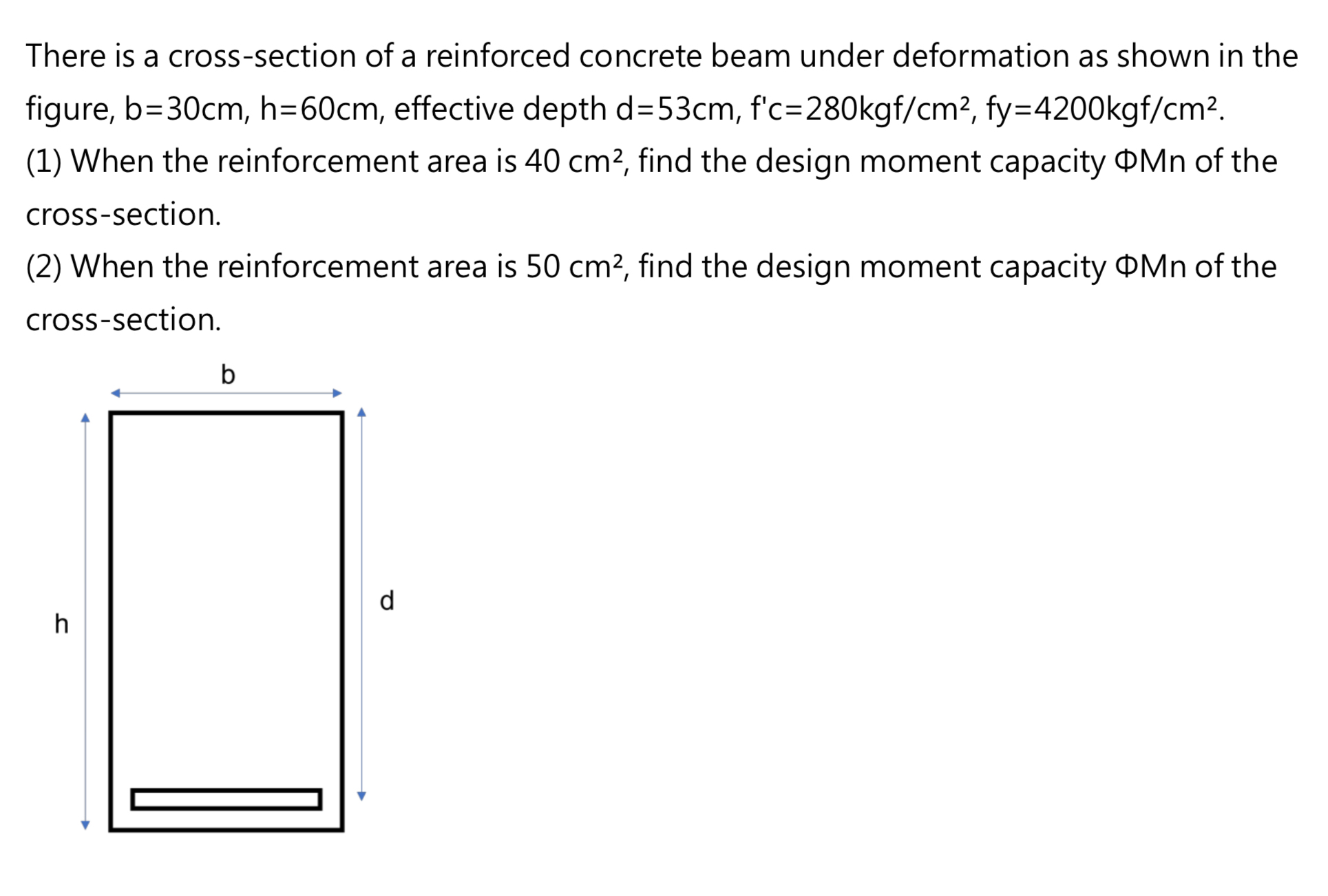 Solved There is a cross-section of a reinforced concrete | Chegg.com