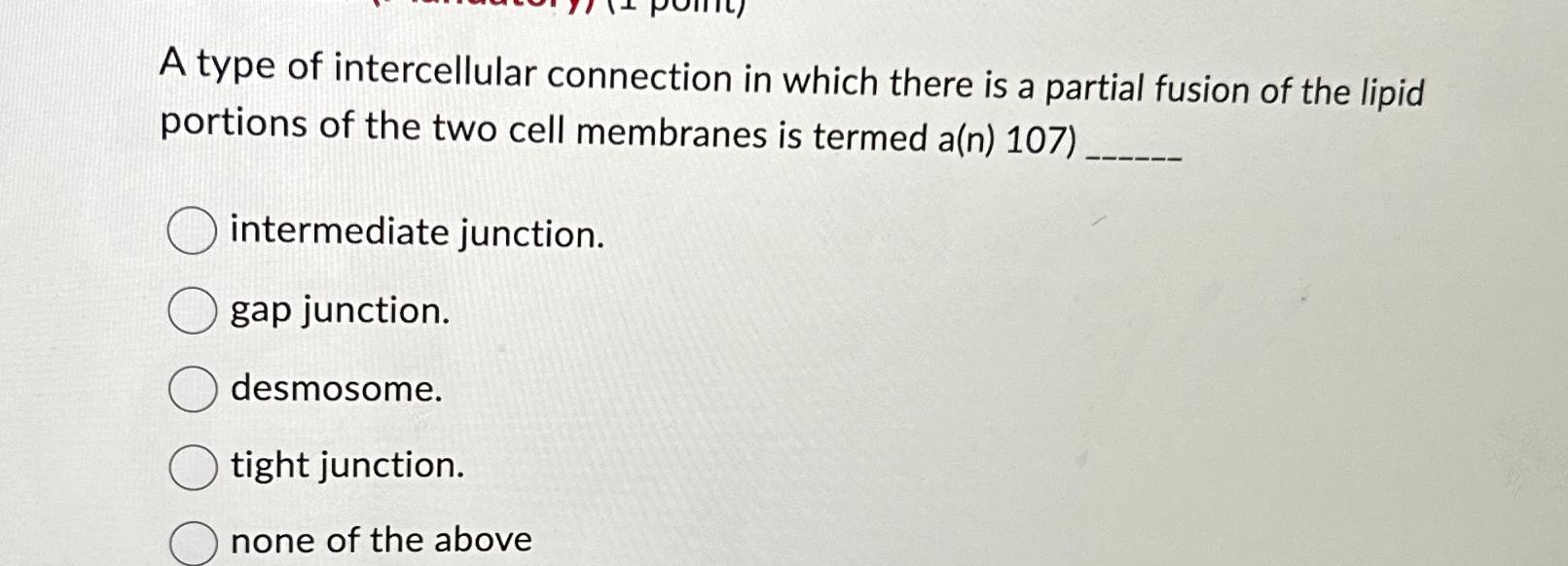 Solved A type of intercellular connection in which there is | Chegg.com