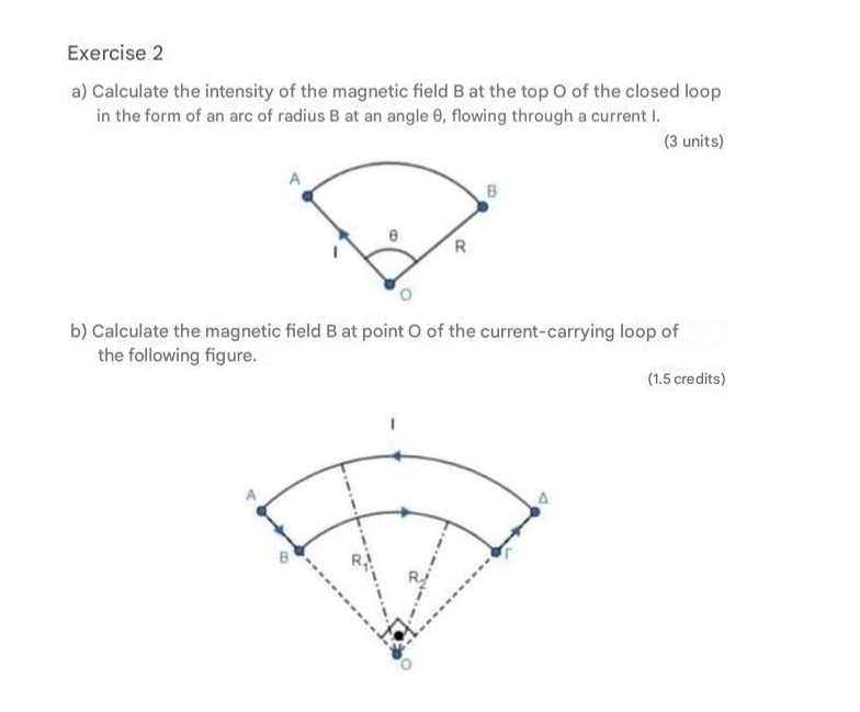 Exercise 2a) ﻿Calculate the intensity of the magnetic | Chegg.com