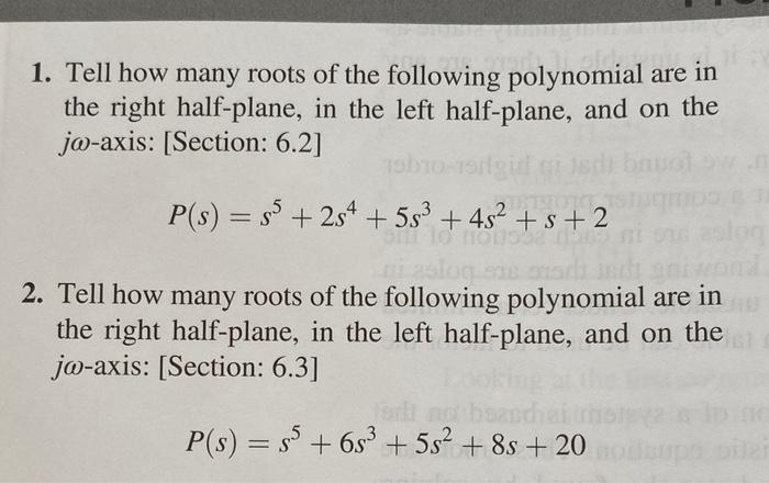 Solved 1. Tell how many roots of the following polynomial | Chegg.com