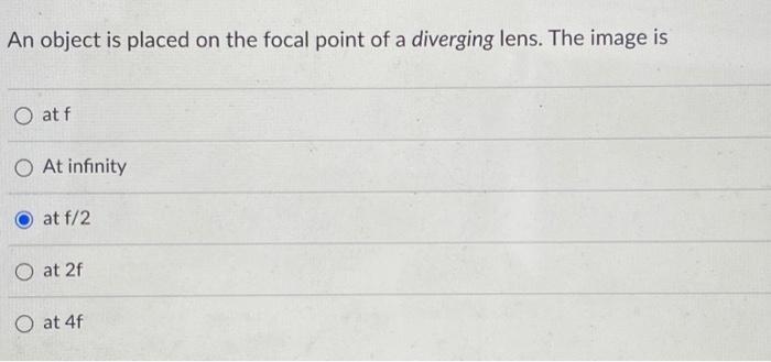 Solved An object is placed on the focal point of a diverging | Chegg.com