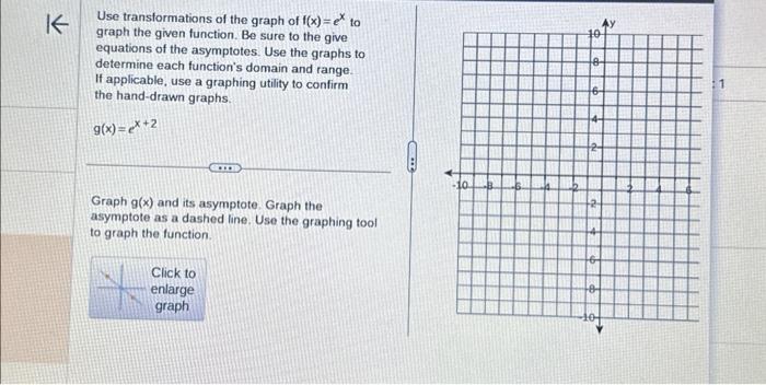 Solved Use transformations of the graph of f(x)=ex to graph | Chegg.com