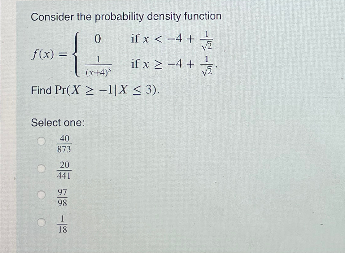 Solved Consider the probability density | Chegg.com