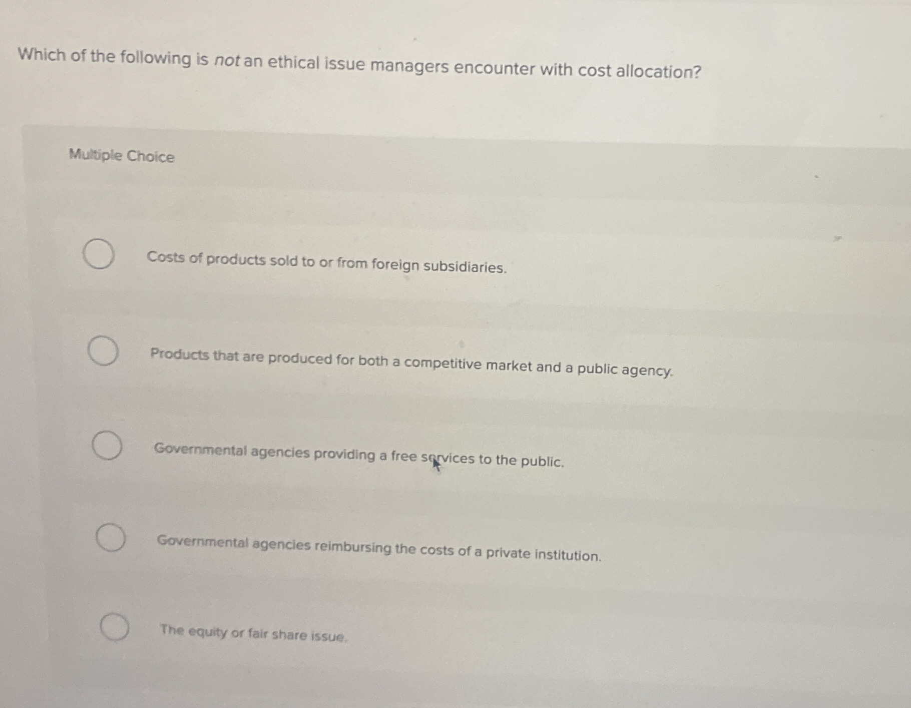 Solved Which of the following is not an ethical issue | Chegg.com
