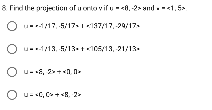 Solved Find the projection of u ﻿onto v ﻿if u= ﻿and | Chegg.com