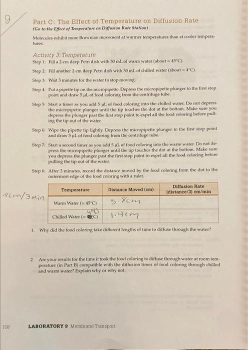 Solved 9 Part C: The Effect of Temperature on Diffusion Rate | Chegg.com