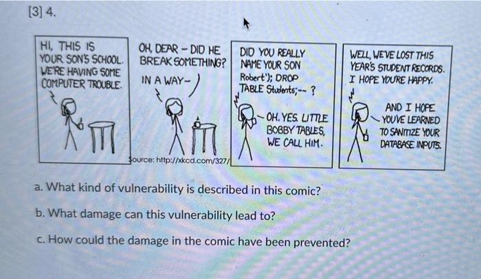 Solved a. What kind of vulnerability is described in this | Chegg.com