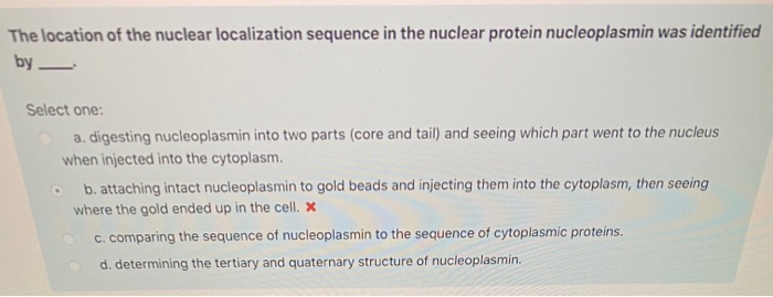 Solved The location of the nuclear localization sequence in | Chegg.com