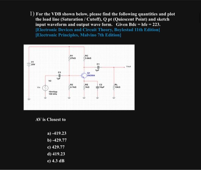 Solved 1) For the VDB shown below, please find the following | Chegg.com