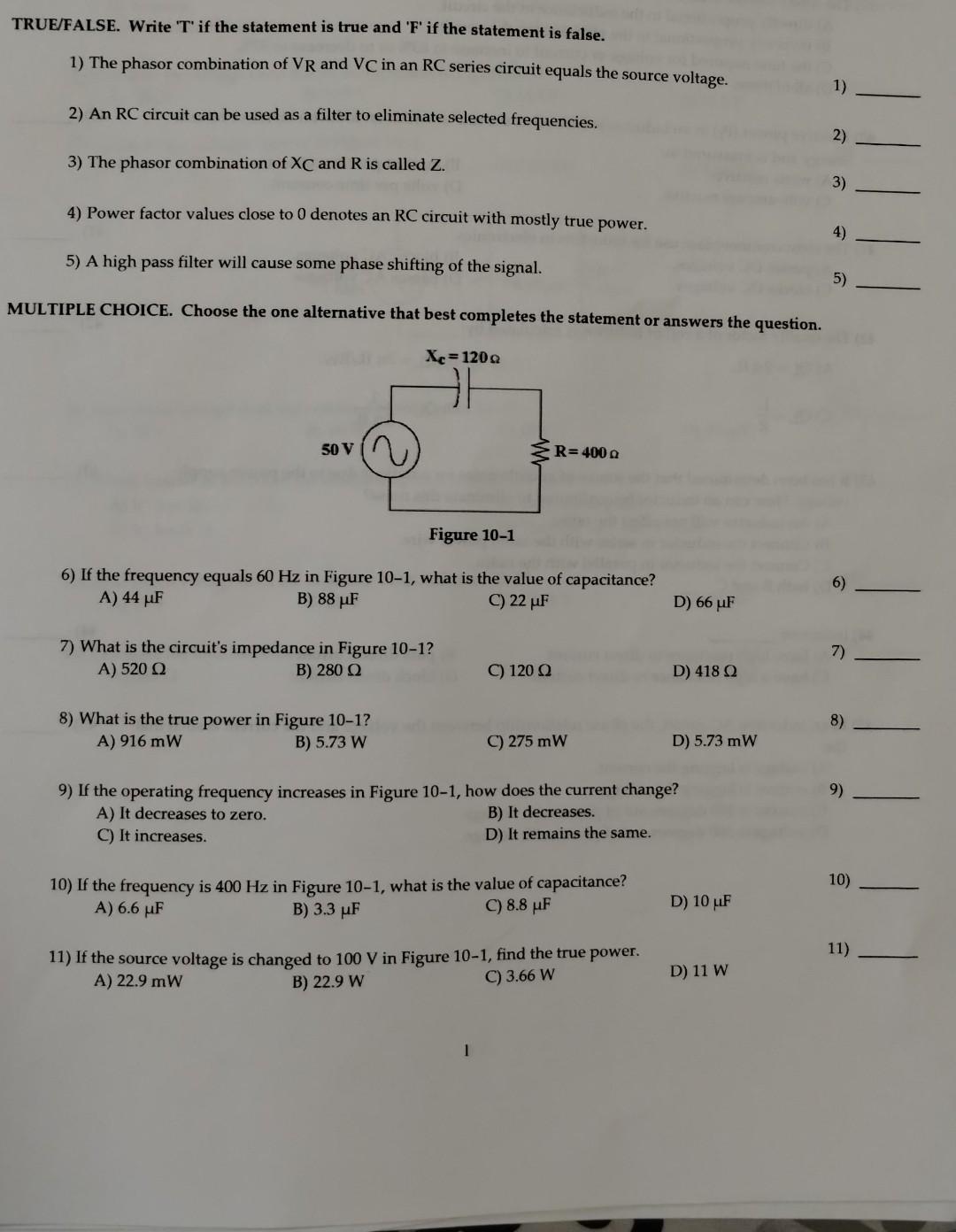 Solved Truefalse Write T If The Statement Is True And