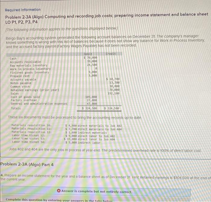 Solved Required Information Problem 2-3A (Algo) Computing | Chegg.com Solved Required Information Problem 2-3A (Algo) Computing | Chegg.com