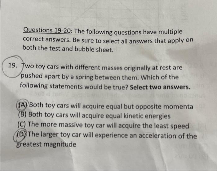 Solved Questions 19-20: The following questions have | Chegg.com