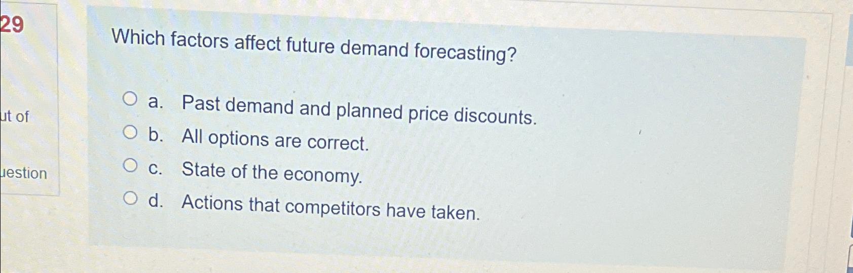 Solved Which factors affect future demand forecasting?a. | Chegg.com