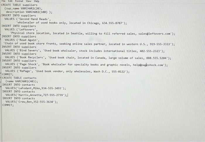 Solved for the following pratice problems I need the sql | Chegg.com