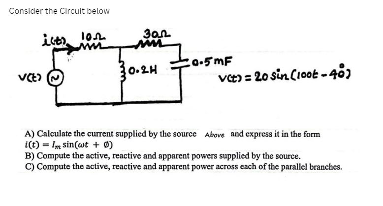 Solved Consider the Circuit belowA) ﻿Calculate the current | Chegg.com