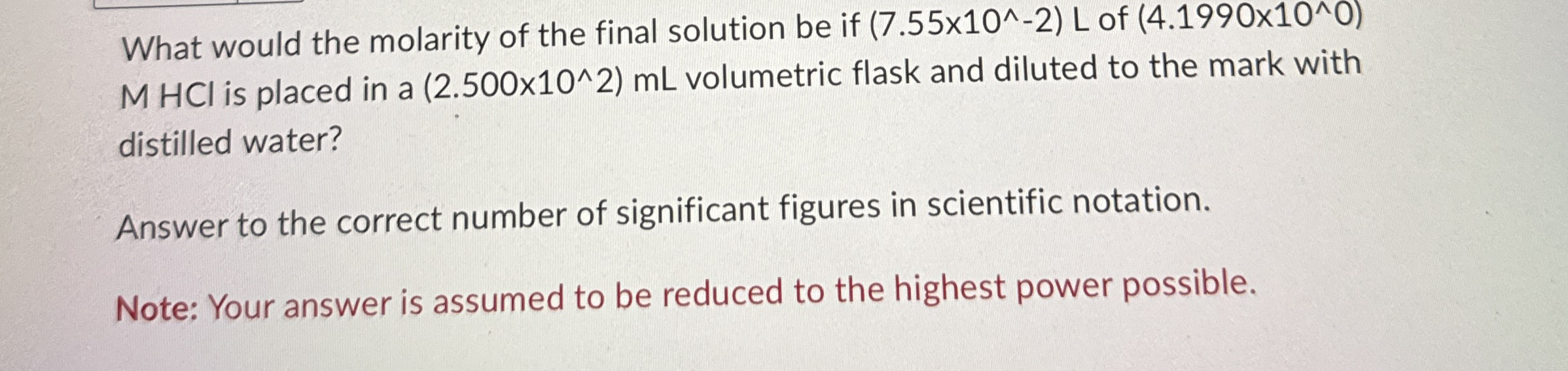 Solved What would the molarity of the final solution be if | Chegg.com
