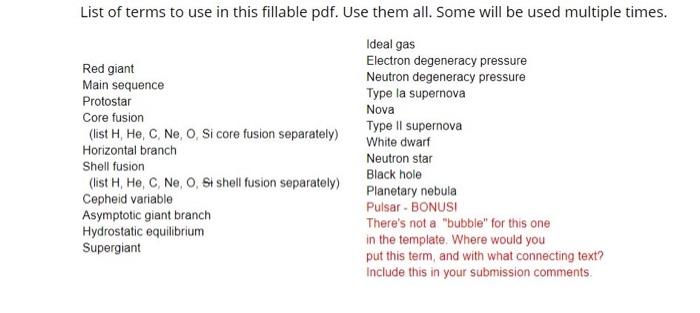 Solved Stellar Evolution Concept Map Giant molecular cloud | Chegg.com