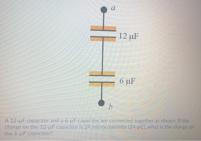 Solved a 12 °F 6 UF b A 12-F capacitor and a 6-uF capacitor | Chegg.com