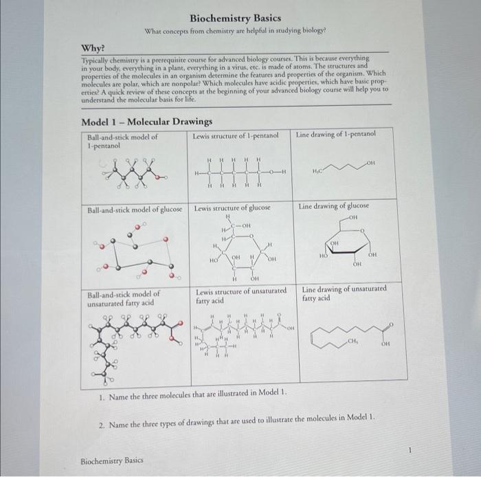 Biochemistry Basics What concepes from chemistry are | Chegg.com