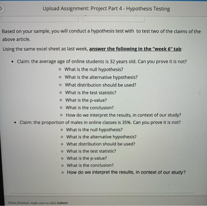 Solved Upload Assignment: Project Part 4 - Hypothesis | Chegg.com