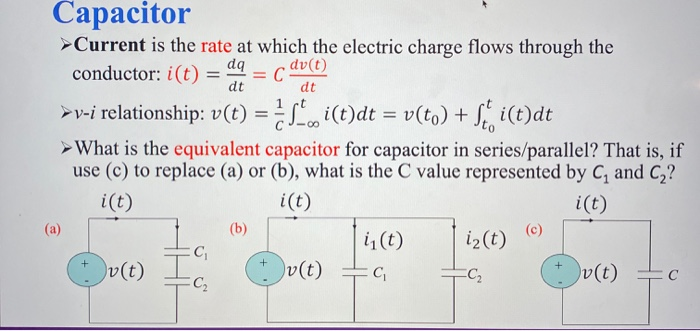 Solved dt dt Capacitor Current is the rate at which the | Chegg.com