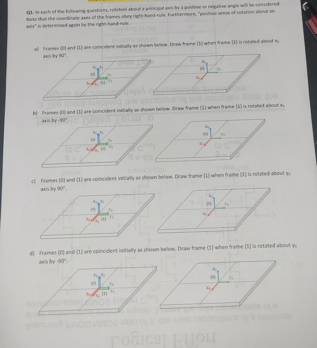 Q1. In each of the following questions, rotation | Chegg.com