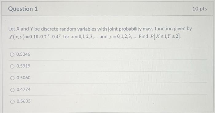 Solved Let X and Y be discrete random variables with joint | Chegg.com
