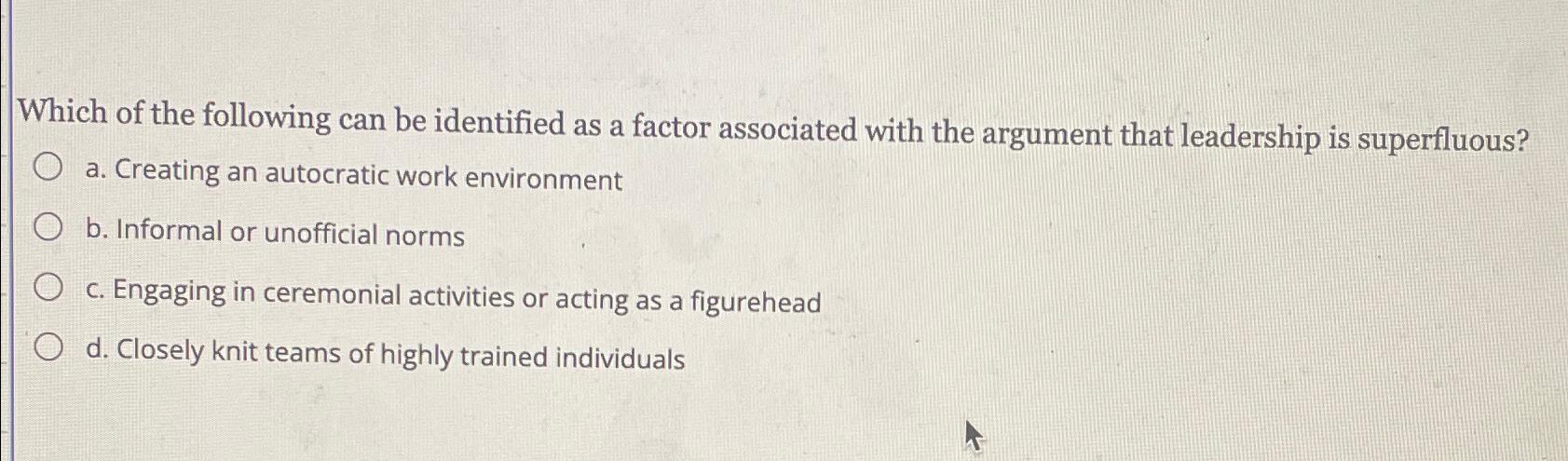 Solved Which of the following can be identified as a factor | Chegg.com