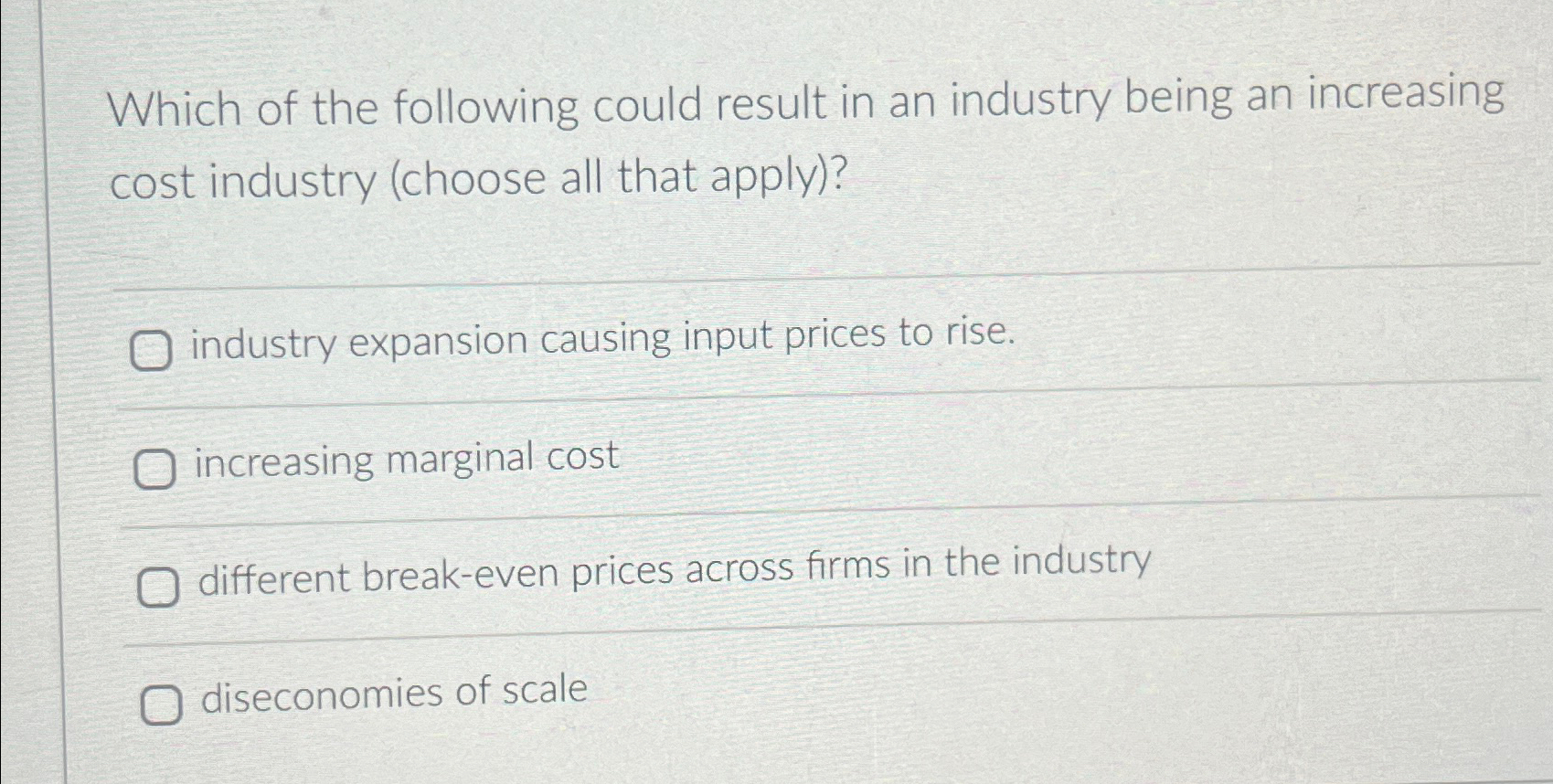 Solved Which of the following could result in an industry | Chegg.com