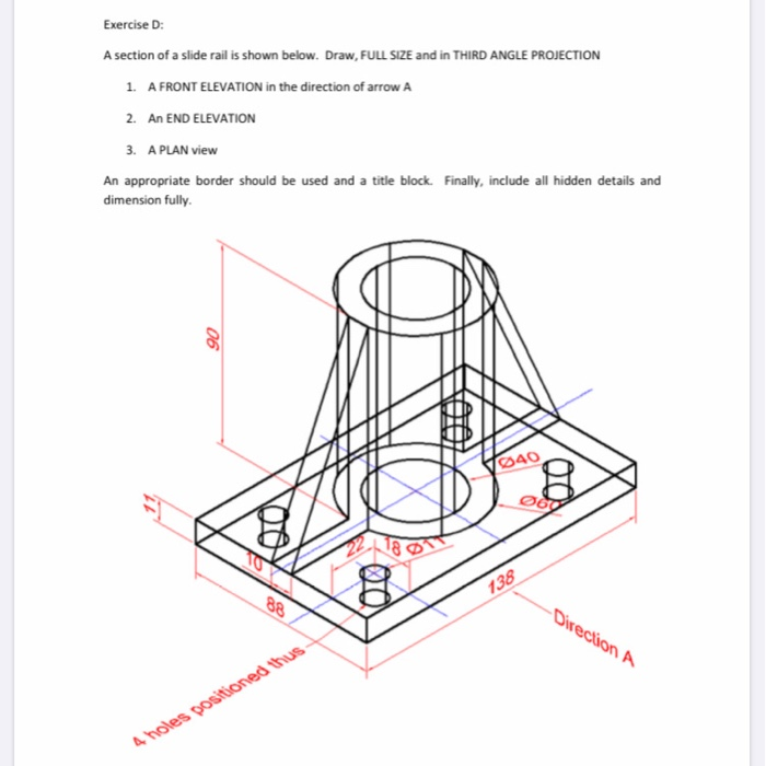 Solved Exercise A: A section of a slide rail is shown below. | Chegg.com