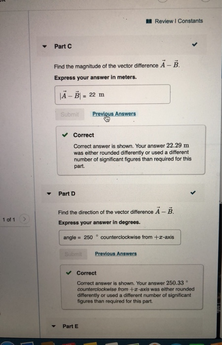 Solved A Review | Constants Part A For the vectors A and B | Chegg.com