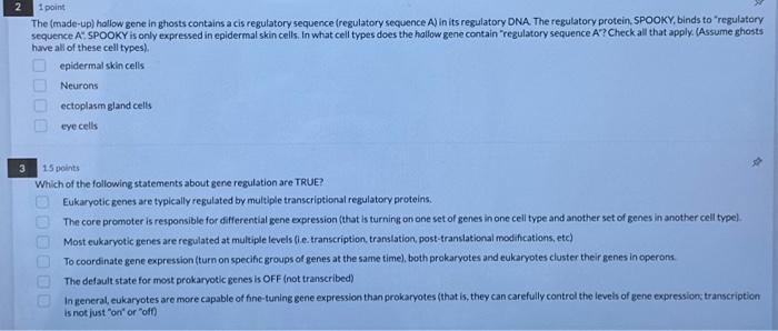 Solved 2 3 1 point The (made-up) hallow gene in ghosts | Chegg.com