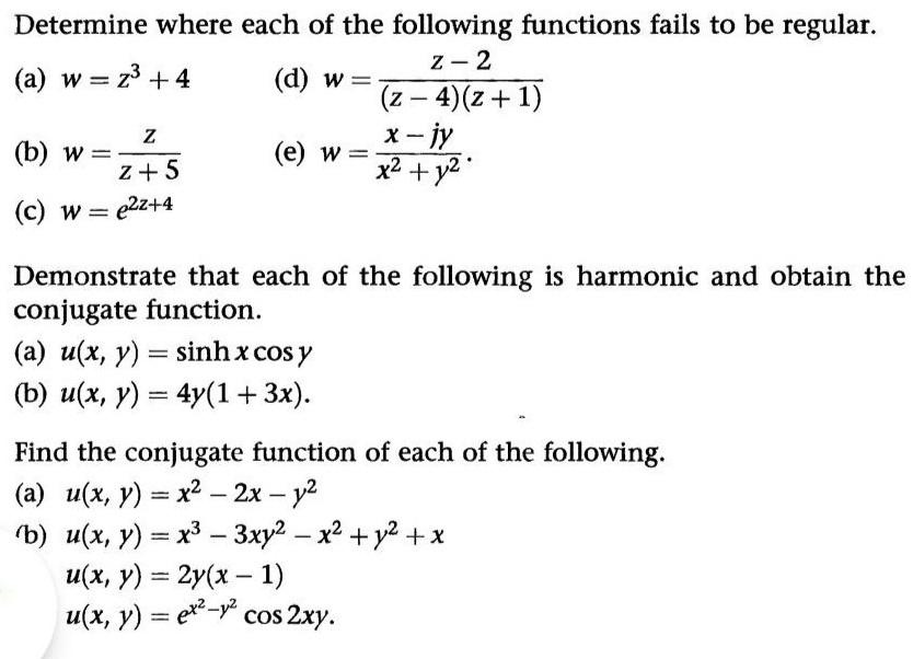 Solved Determine where each of the following functions fails | Chegg.com