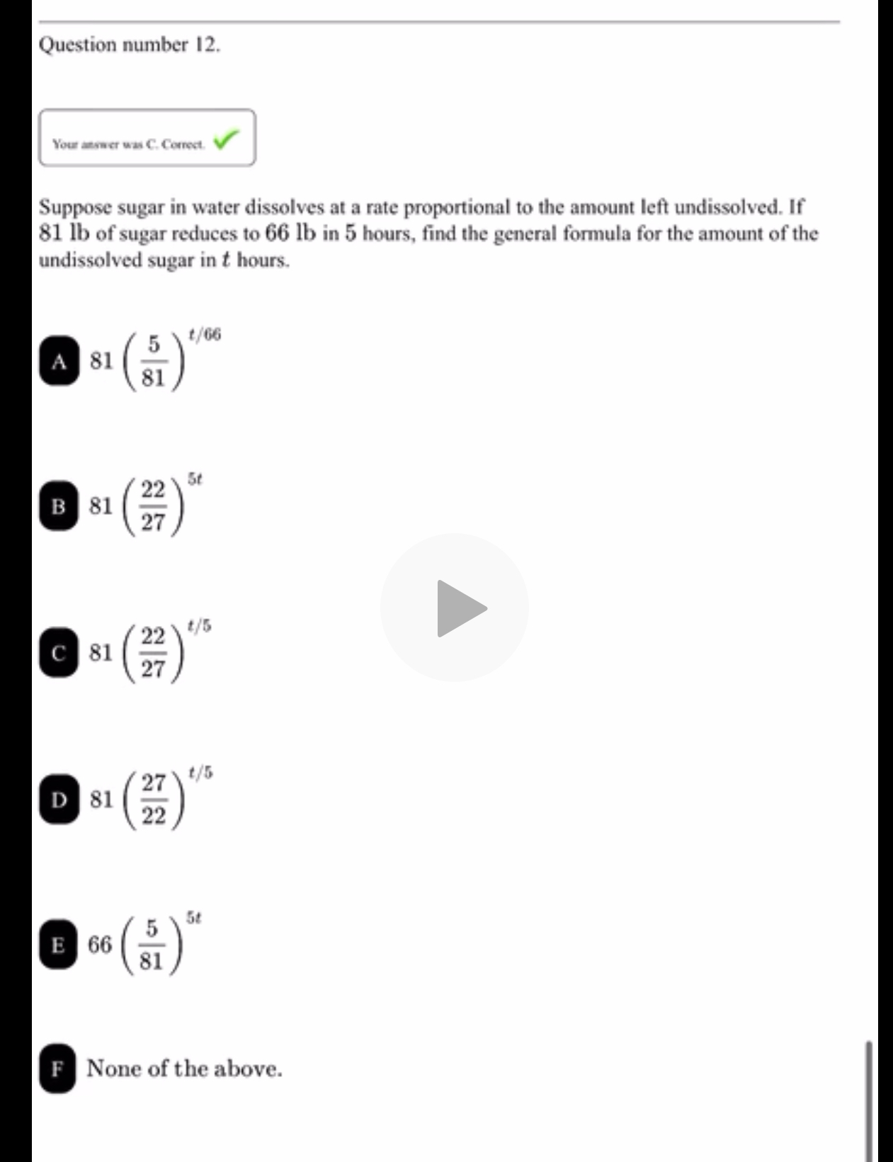 Solved Question number 12 .Suppose sugar in water dissolves | Chegg.com