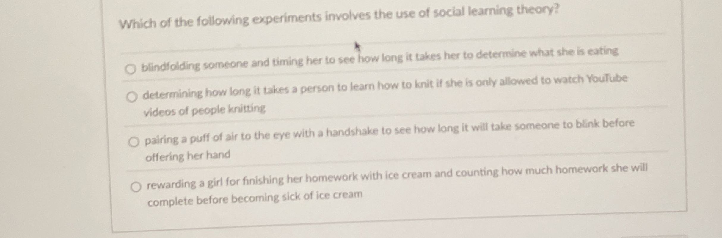 Solved Which of the following experiments involves the use | Chegg.com