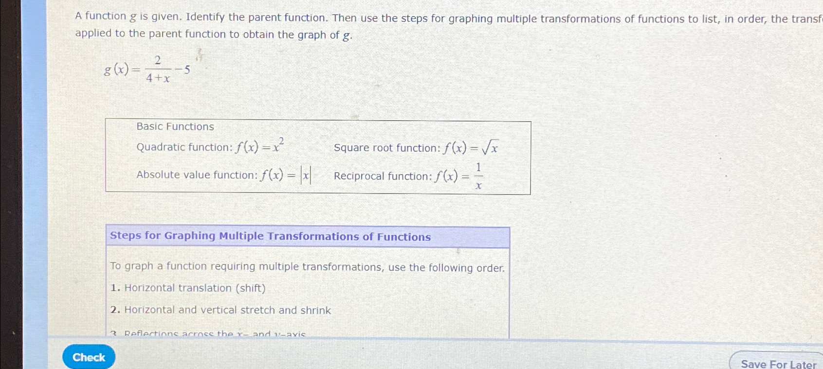 Solved A function g ﻿is given. Identify the parent function. | Chegg.com