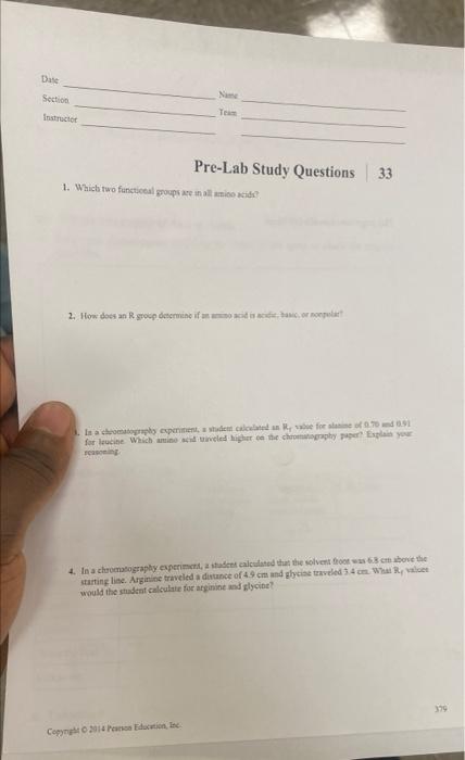 Solved Date Section Team Pre-Lab Study Questions 1. Which | Chegg.com