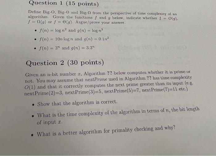 Solved Define Big-O, Big- Θ and Big- Ω from the perspective | Chegg.com