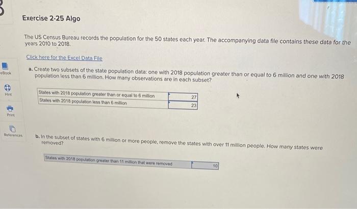 Solved The US Census Bureau records the population for the | Chegg.com