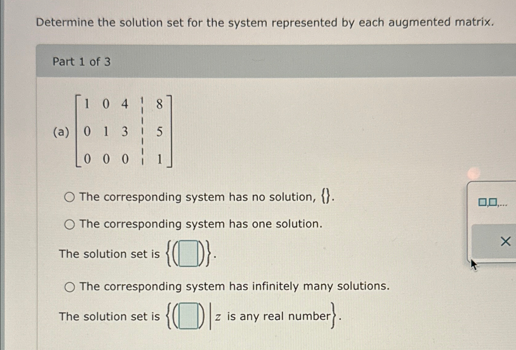 Solved Determine The Solution Set For The System Represented
