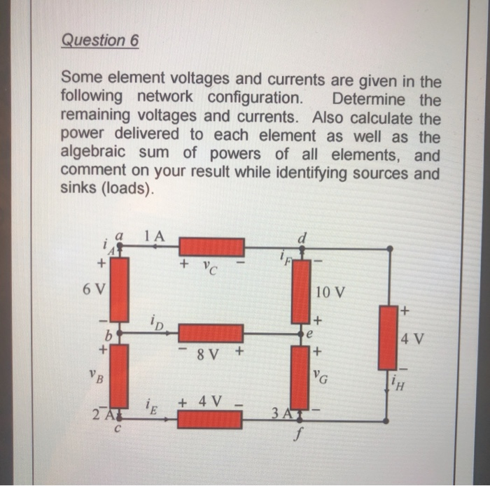 Solved Question 6 Some element voltages and currents are | Chegg.com